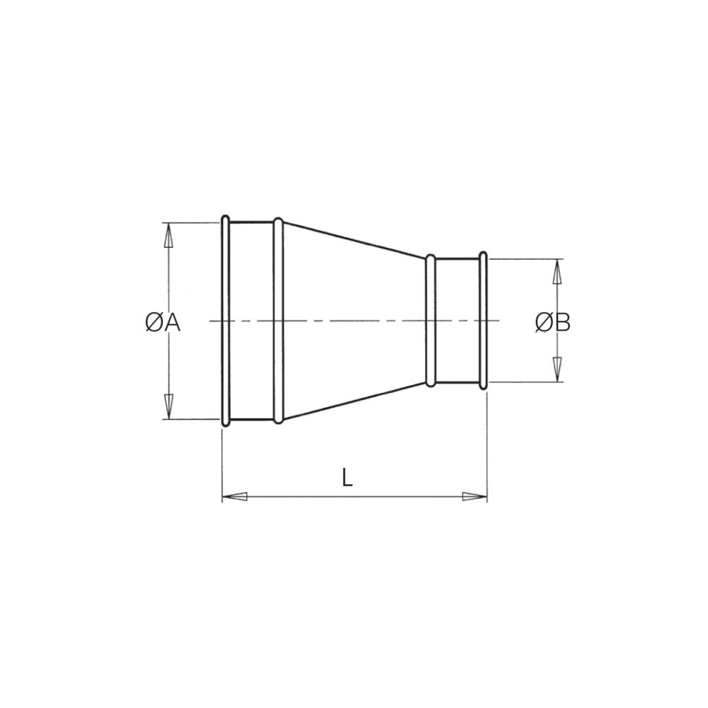 QF 180 mm Reducer - Ø140 - Ø160 | AES Ltd.